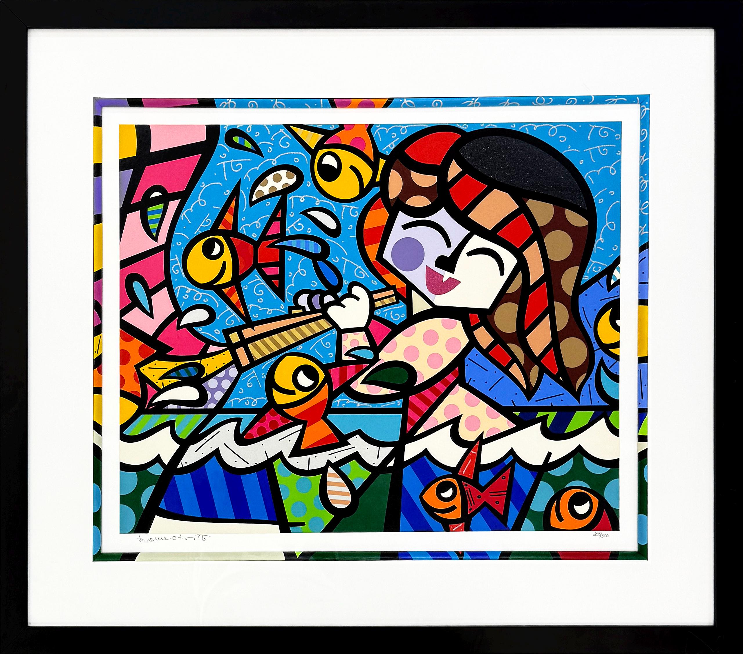 Romero Britto "neptune's Daughter" - Large Hand Signed Screen Print ...