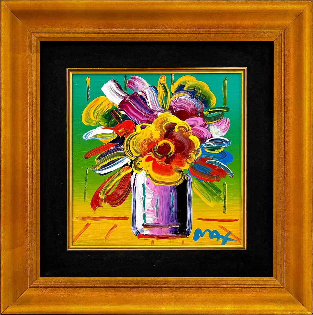 Peter Max "abstract Flowers" - Original Painting on Canvas - Vibrant ...