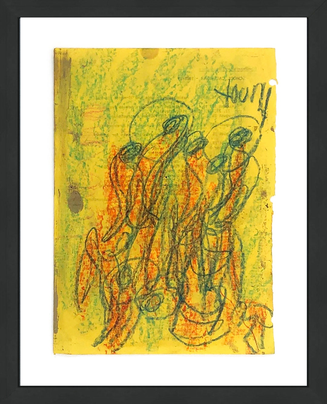 Purvis Young 'gathering' - Original Drawing on Paper - Framed - COA ...