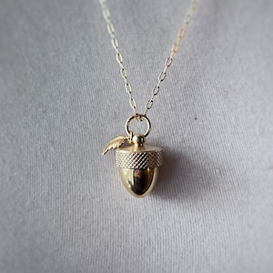 Oak Leaf Acorn Locket Necklace Golden Brass Custom Secret Message Acorn ...
