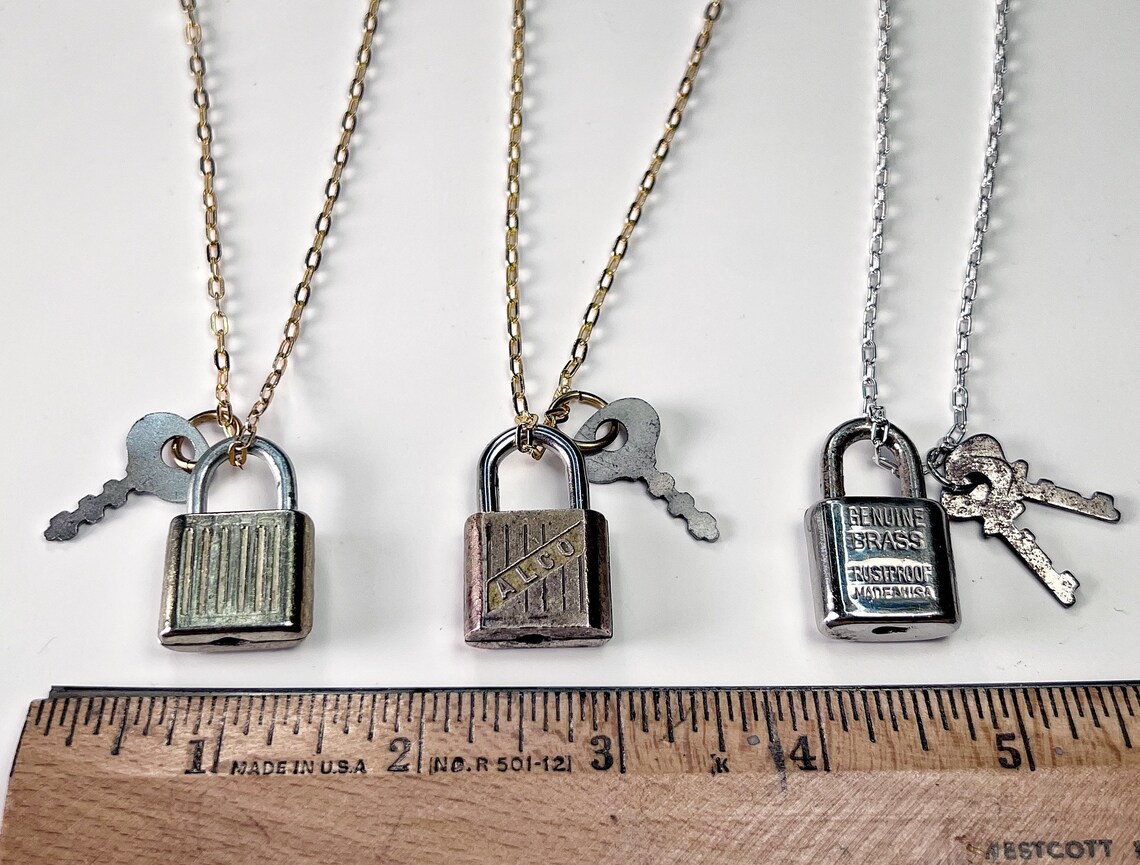Lock and Key Necklace, With Working Key, Key to My Heart Antique ...