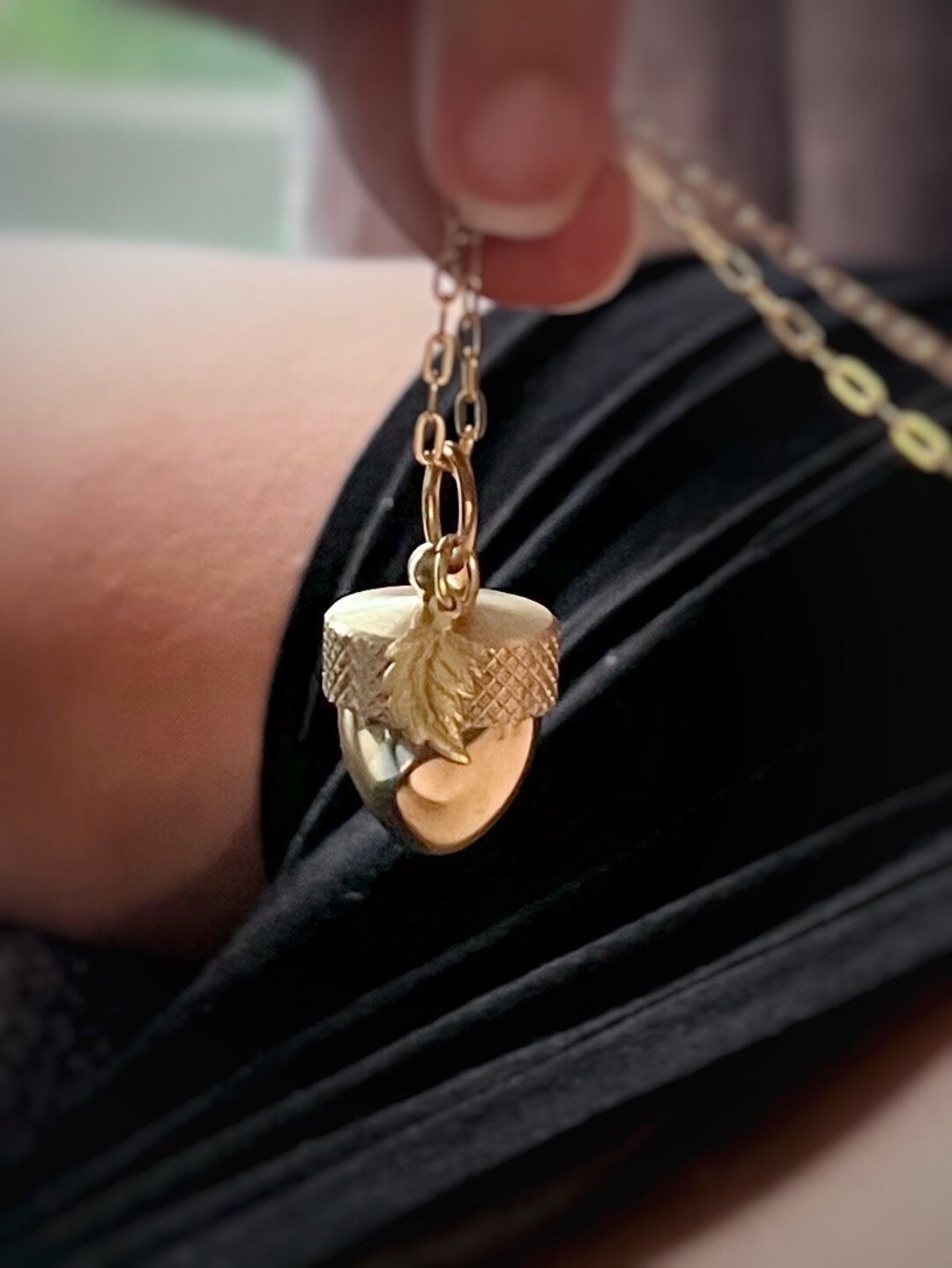 Oak Leaf Acorn Locket Necklace Golden Brass Custom Secret Message Acorn ...