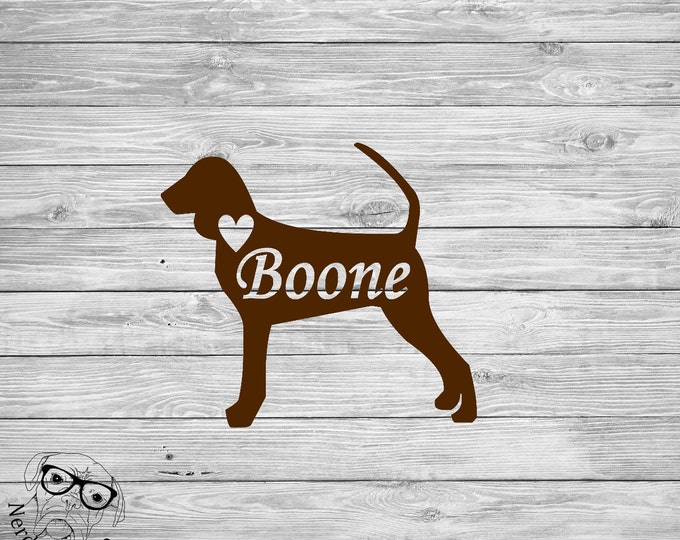 Black and Tan Coonhound Decal, Coonhound Car Decal, Personalized Dog ...