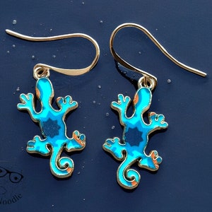 Gecko Earrings, Dangle Lizard Earrings, Gecko Dangle Earrings, Gecko ...