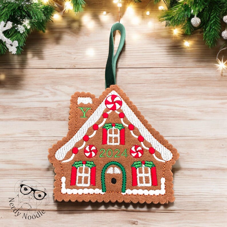 Gingerbread House Felt Embroidered Christmas Ornament, Personalized ...