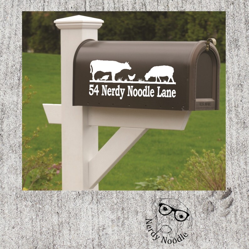 Cow, Sheep, Chicken Farm Mailbox Decal, Farmhouse Mailbox Decal, Cow ...