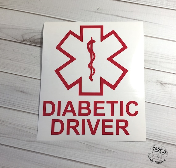Diabetic Driver Car Decal Diabetic Decal Alert Decal | Etsy