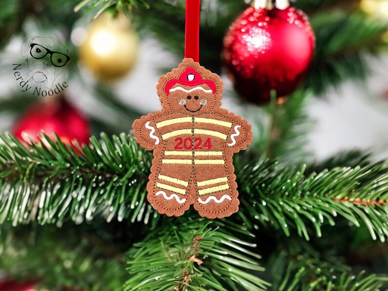 Gingerbread Fireman Embroidered Christmas Ornament, Personalized ...