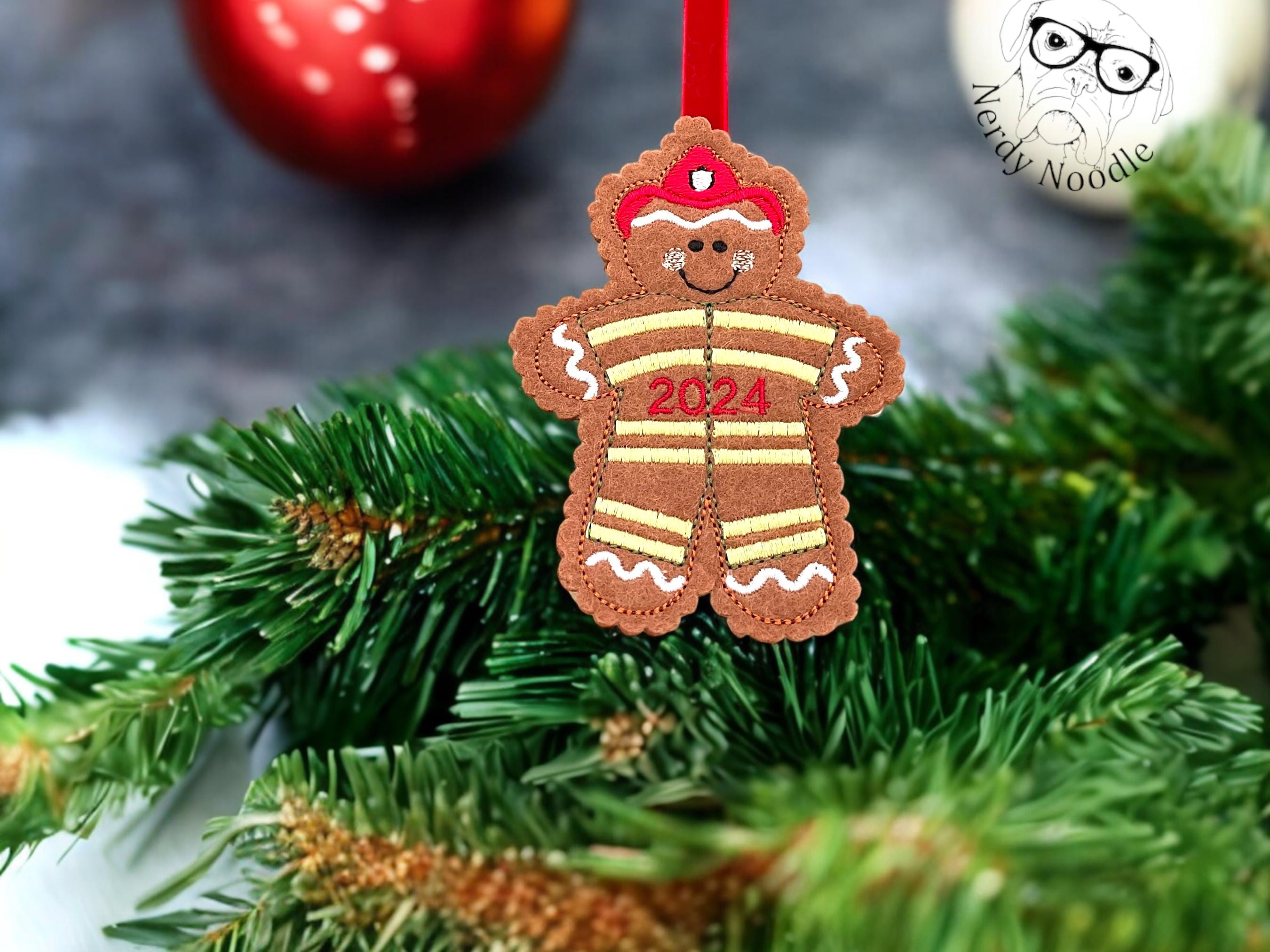 Gingerbread Fireman Embroidered Christmas Ornament, Personalized ...