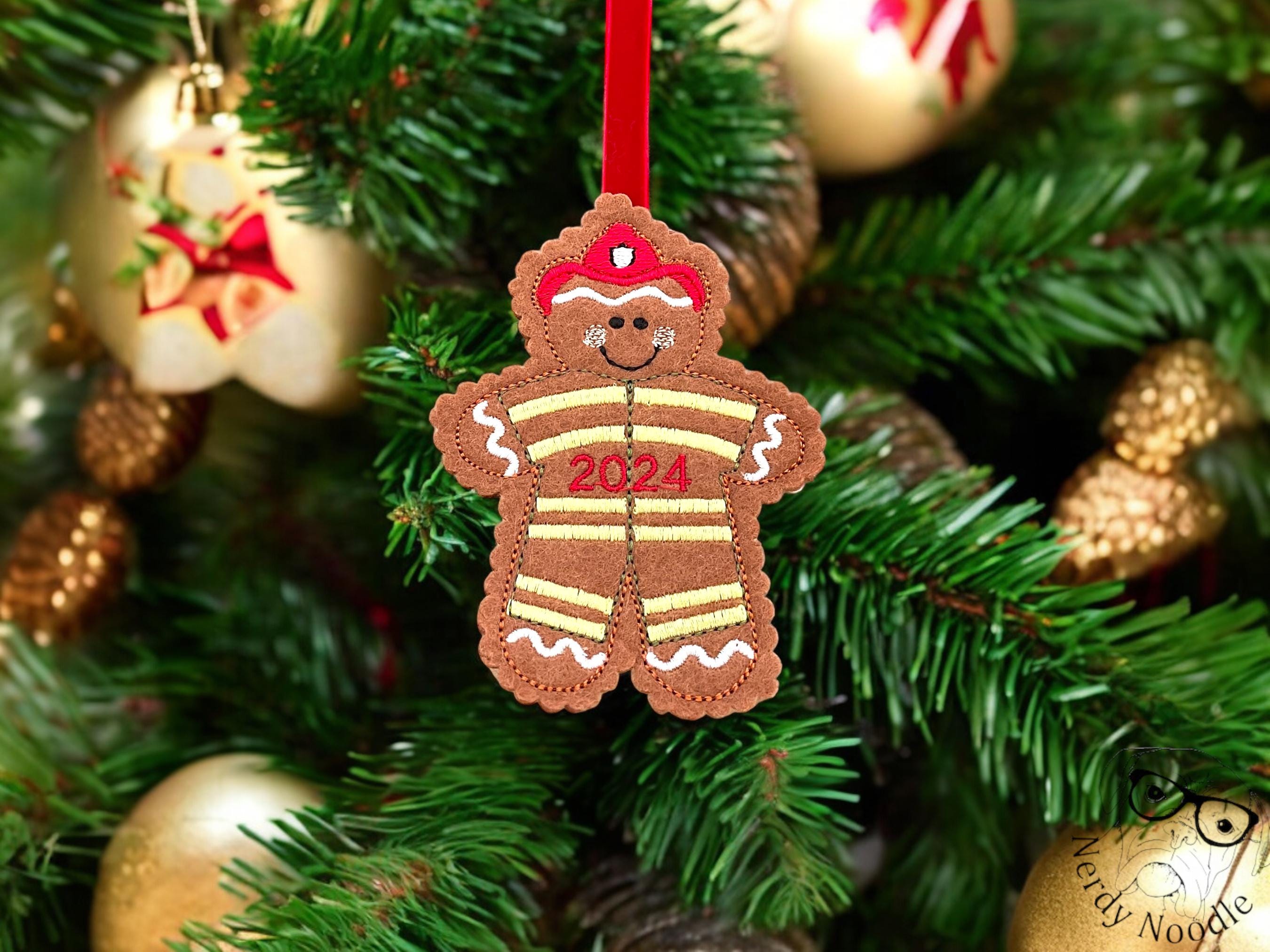 Gingerbread Fireman Embroidered Christmas Ornament, Personalized ...