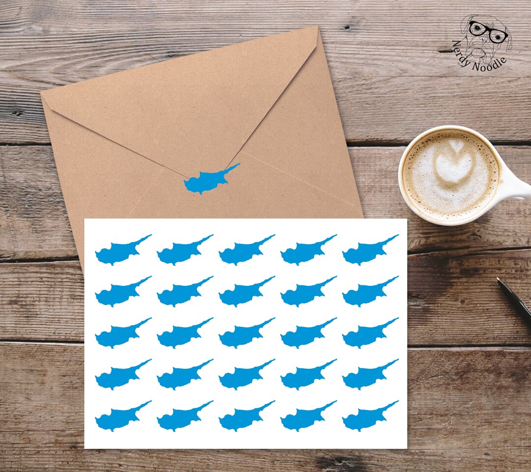 Cyprus Island Stickers, Cyprus Sticker Set, Cyprus Envelope Seals ...