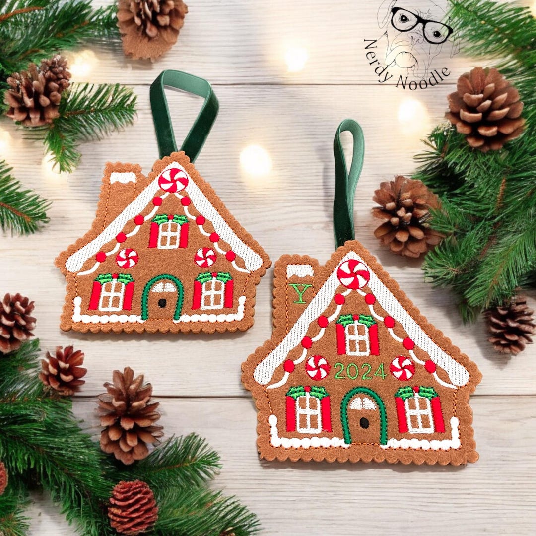 Gingerbread House Felt Embroidered Christmas Ornament, Personalized ...