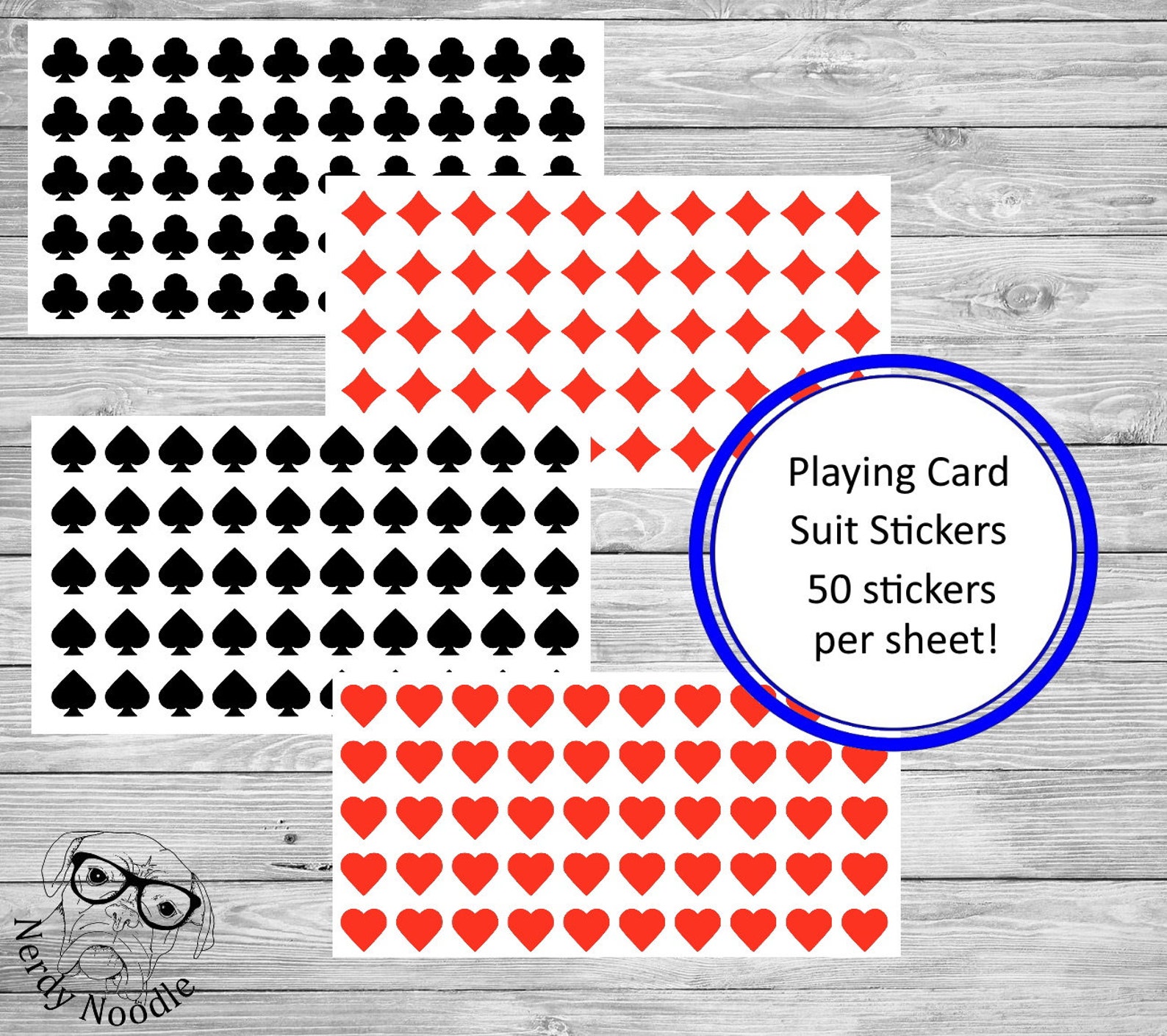Playing Card Stickers Card Deck Stickers Poker Suits - Etsy