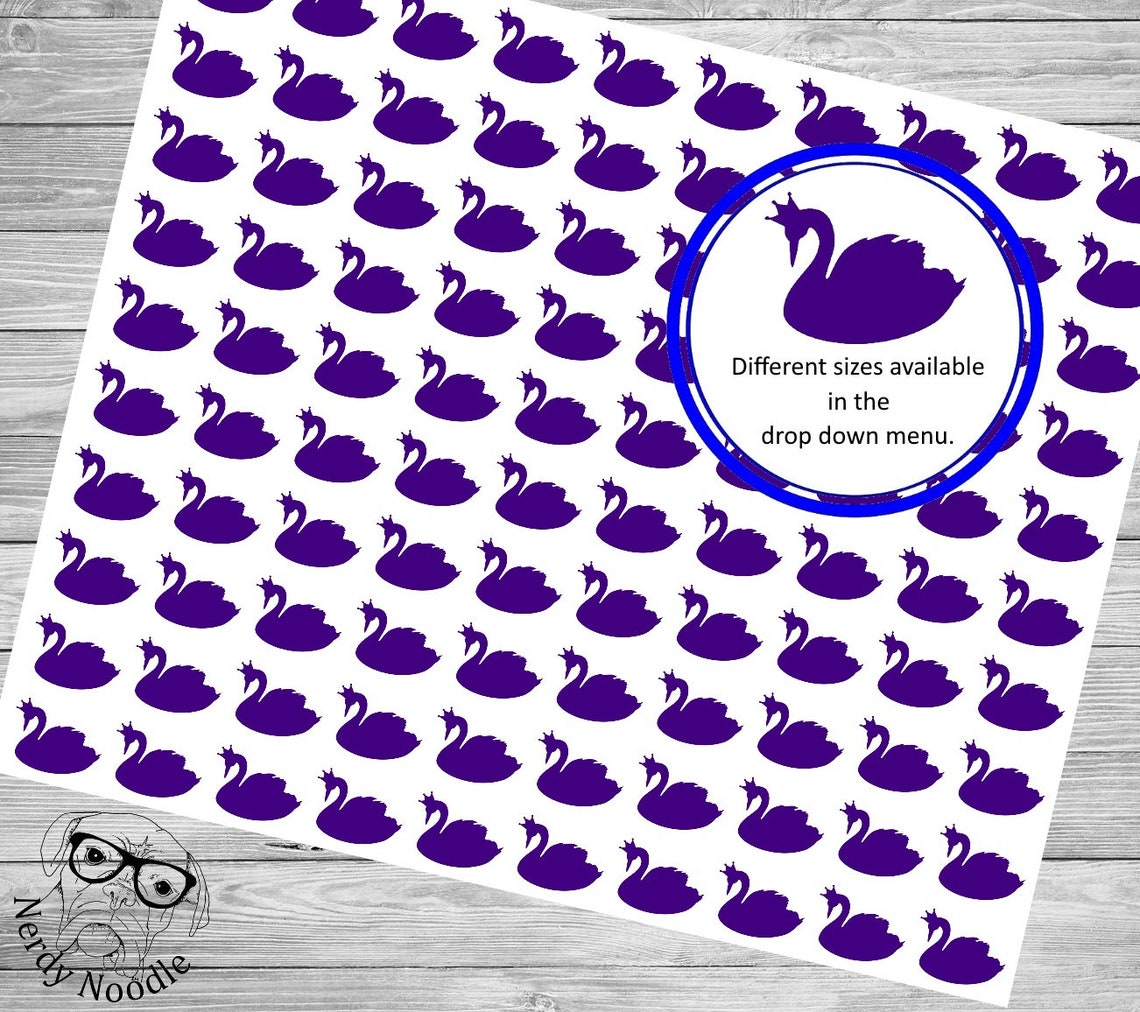Swan With Crown Stickers, Swan Sticker Set, Swan Envelope Seals, Swan ...