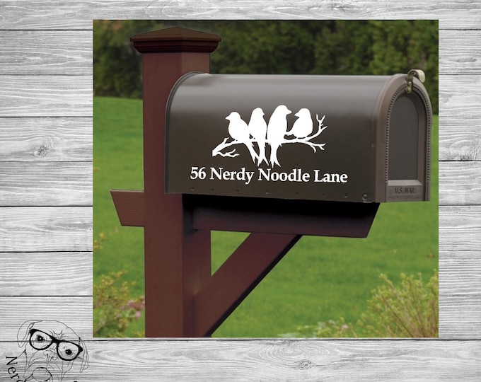 Birds Mailbox Decal, Bird Custom Mailbox Decal, Bird Address Decal, Mailbox Numbers, Mailbox ...