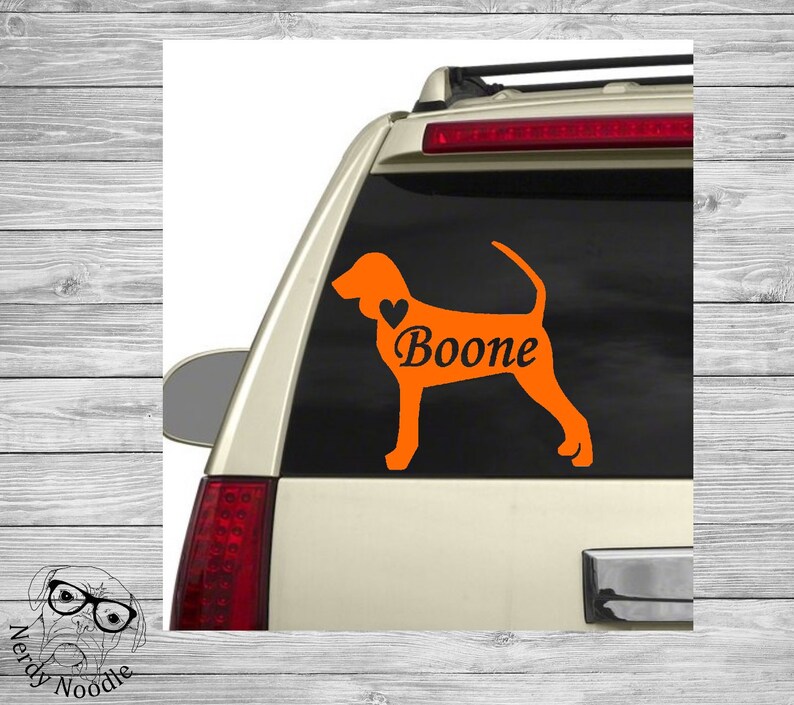 Black and Tan Coonhound Decal, Coonhound Car Decal, Personalized Dog ...
