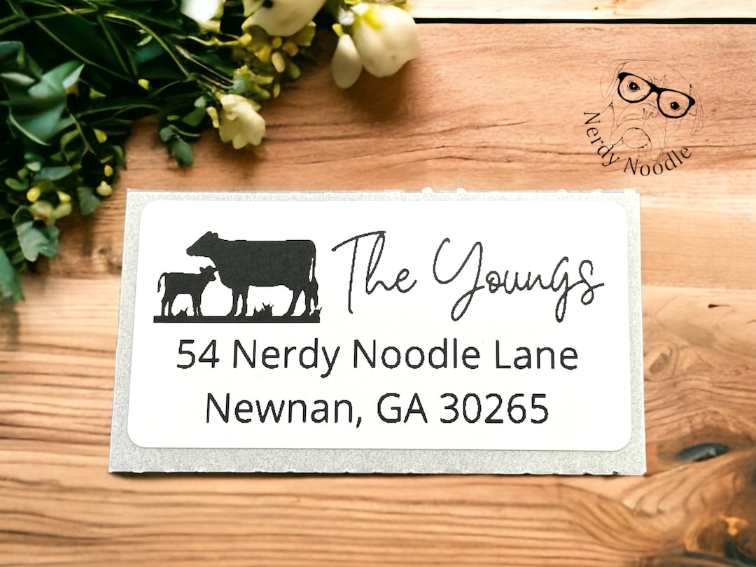 Cow With Calf Custom Address Labels, Cow Return Address Labels, 100-250 ...