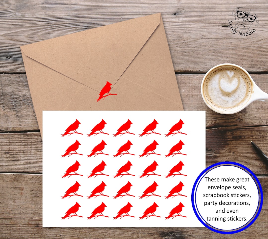 Cardinal Stickers, Cardinal on Branch Stickers, Cardinal Sticker Set ...