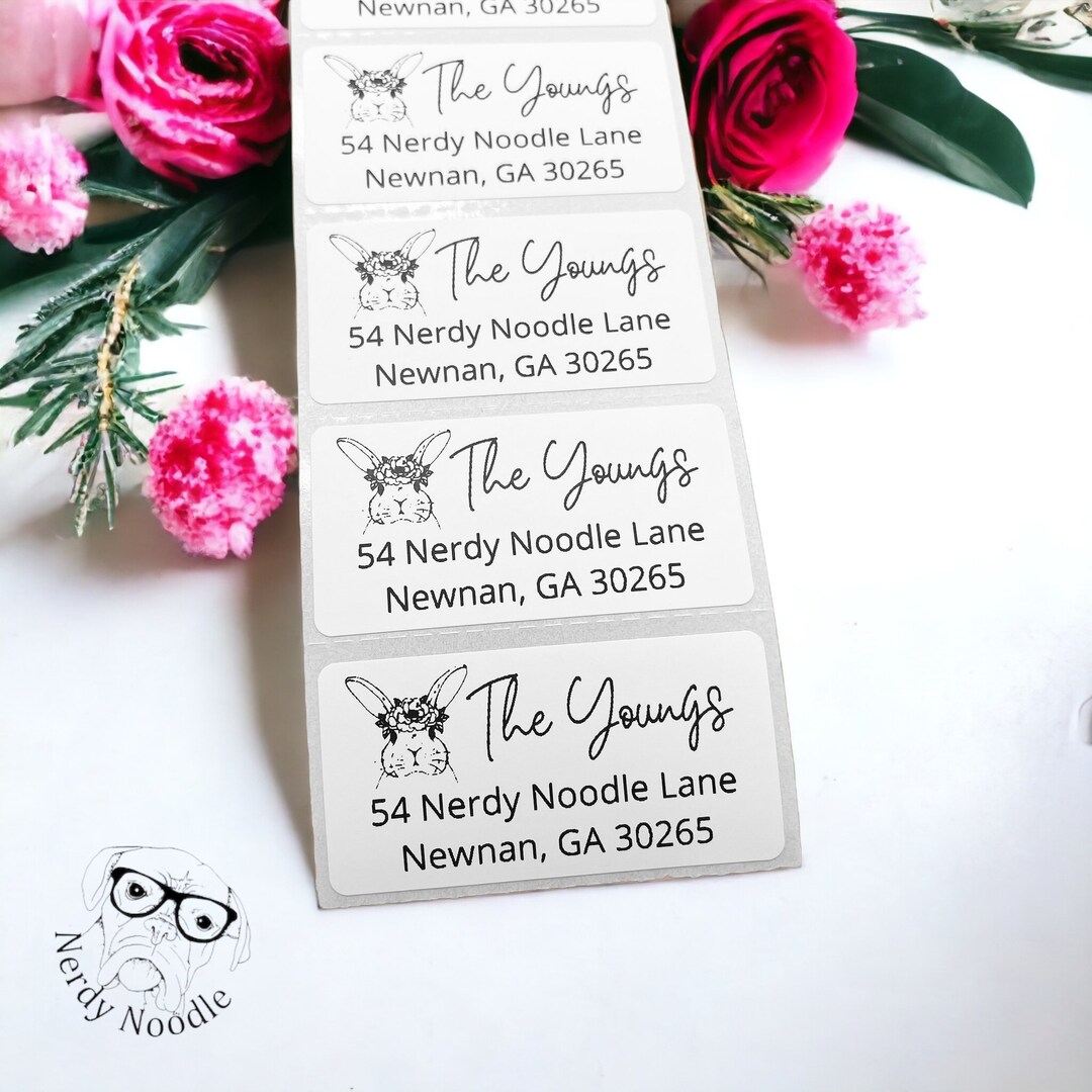 Custom Rabbit Address Labels, Rabbit Return Address Labels, 100-250-500 ...