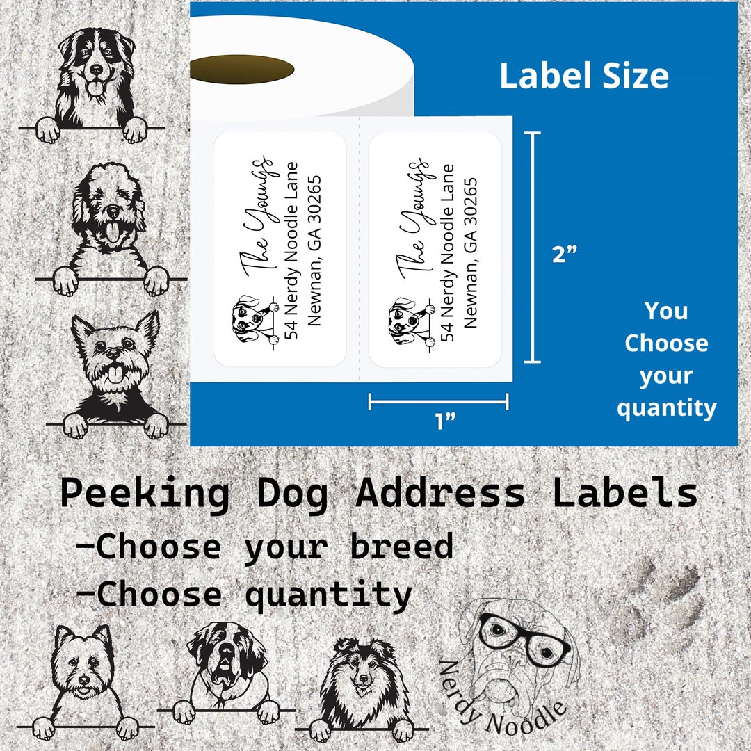 Peeking Dog Custom Address Labels, Dog Return Address Labels, 100-250 ...