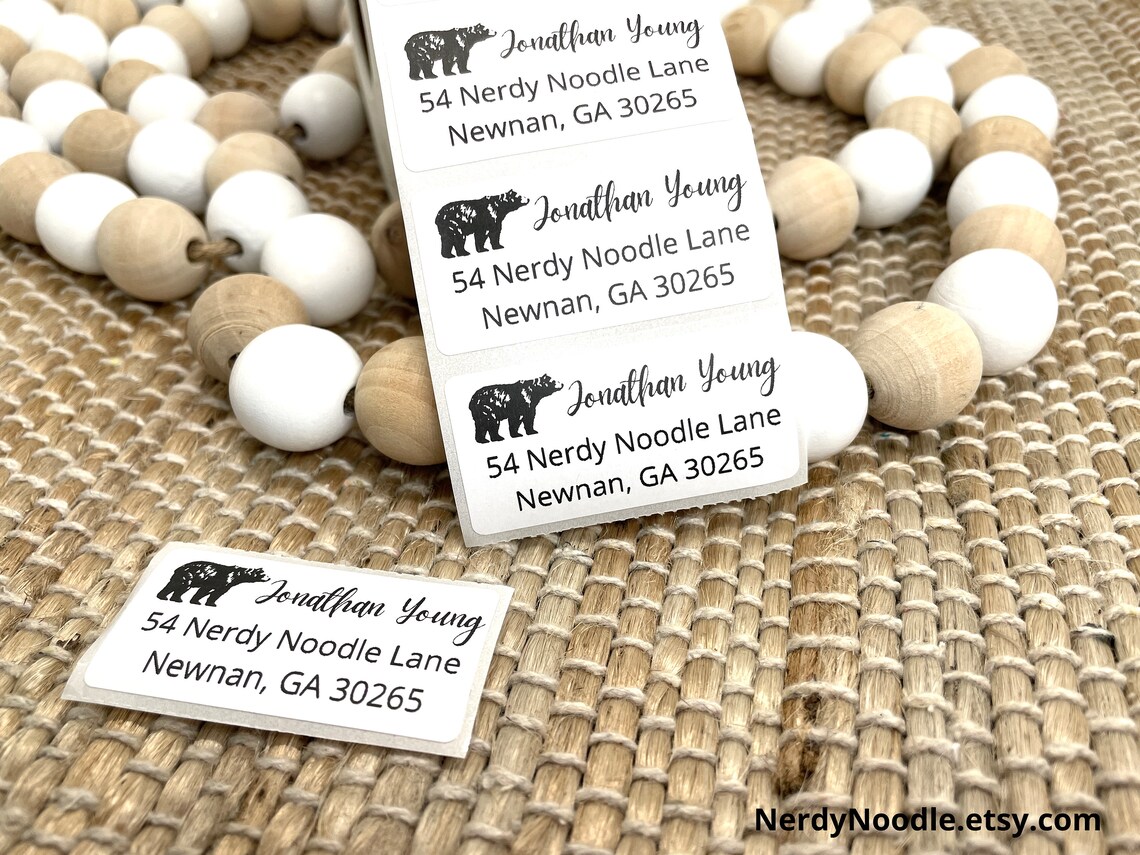 Custom Bear Address Labels Black Bear Return Address Labels - Etsy