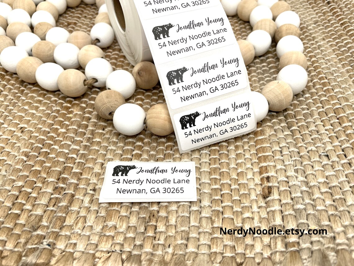 Custom Bear Address Labels Black Bear Return Address Labels - Etsy