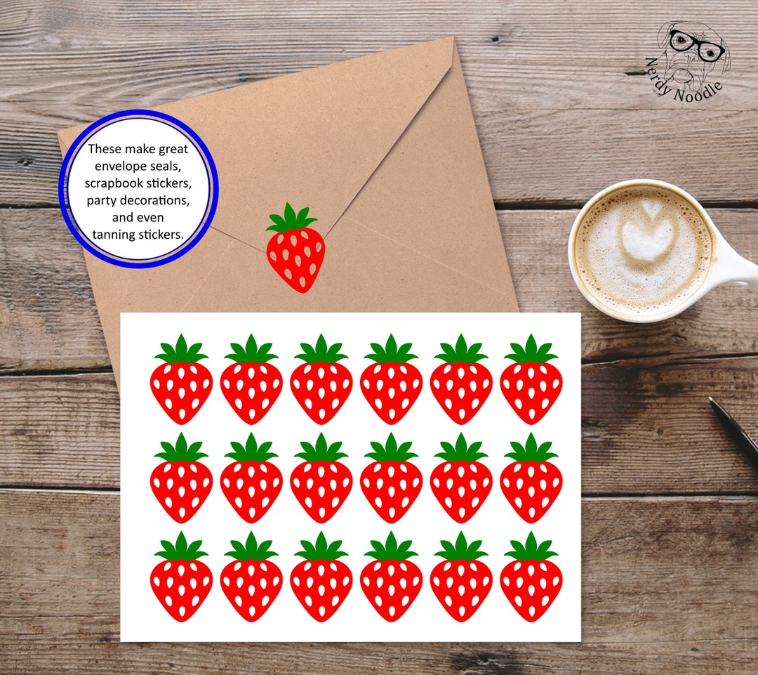 Strawberry Stickers, Strawberry Sticker Set, Strawberry Envelope Seals ...