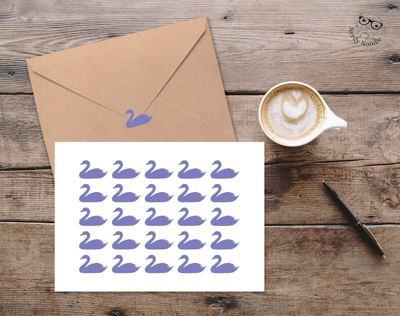 Swan Stickers, Swan Sticker Set, Swan Envelope Seals, Swan Envelope ...