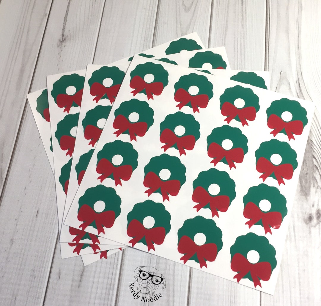 Christmas Wreath Stickers, Christmas Wreath Planner Stickers, Wreath ...