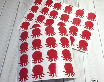 Octopus Stickers One Inch Round Seals - Etsy