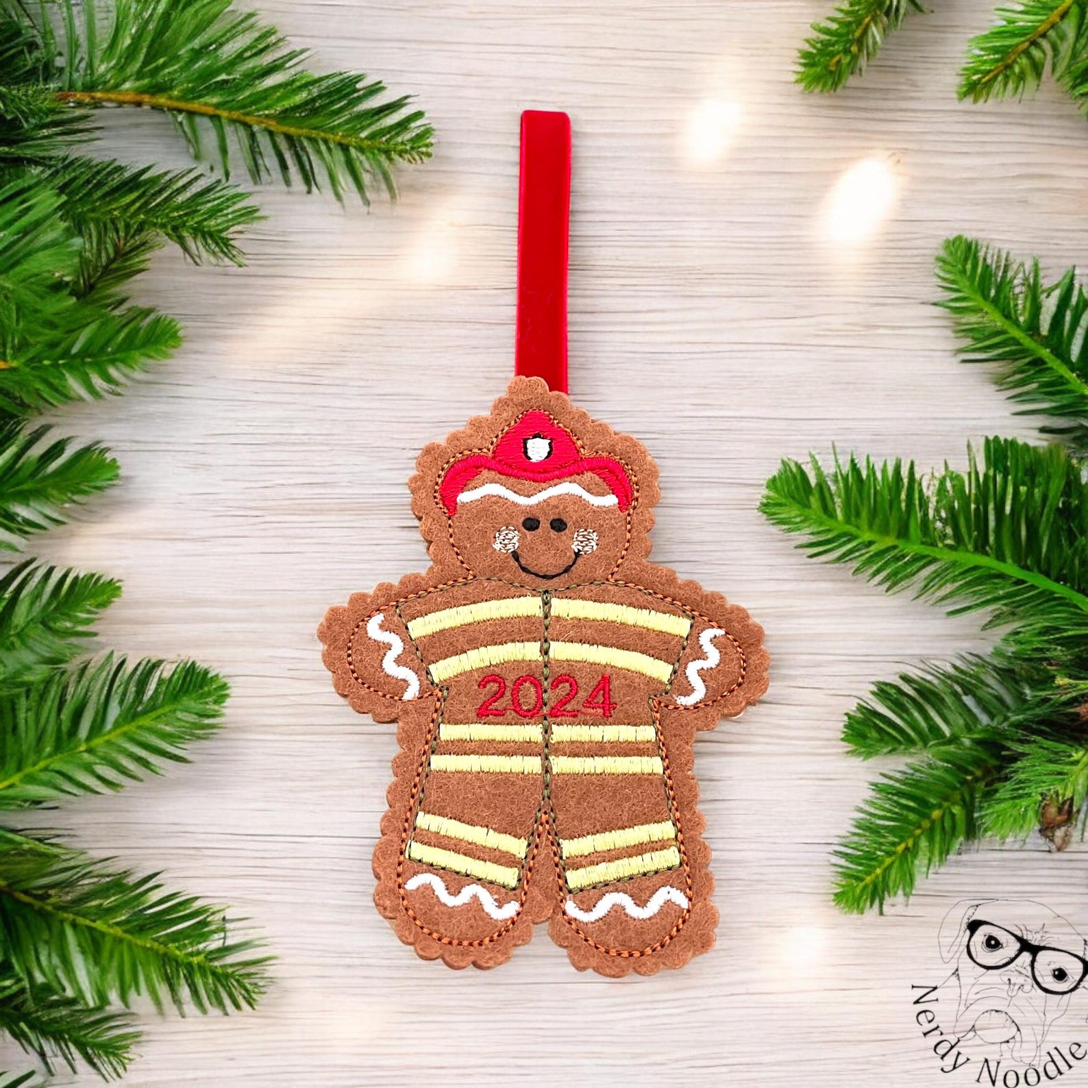 Gingerbread Fireman Embroidered Christmas Ornament, Personalized ...