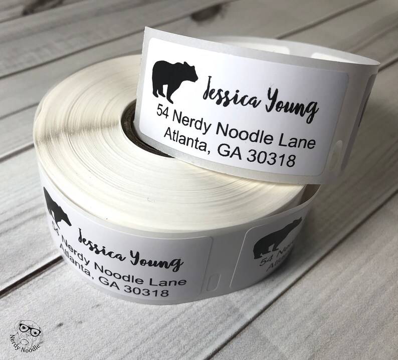 Custom Bear Address Labels Black Bear Return Address Labels | Etsy