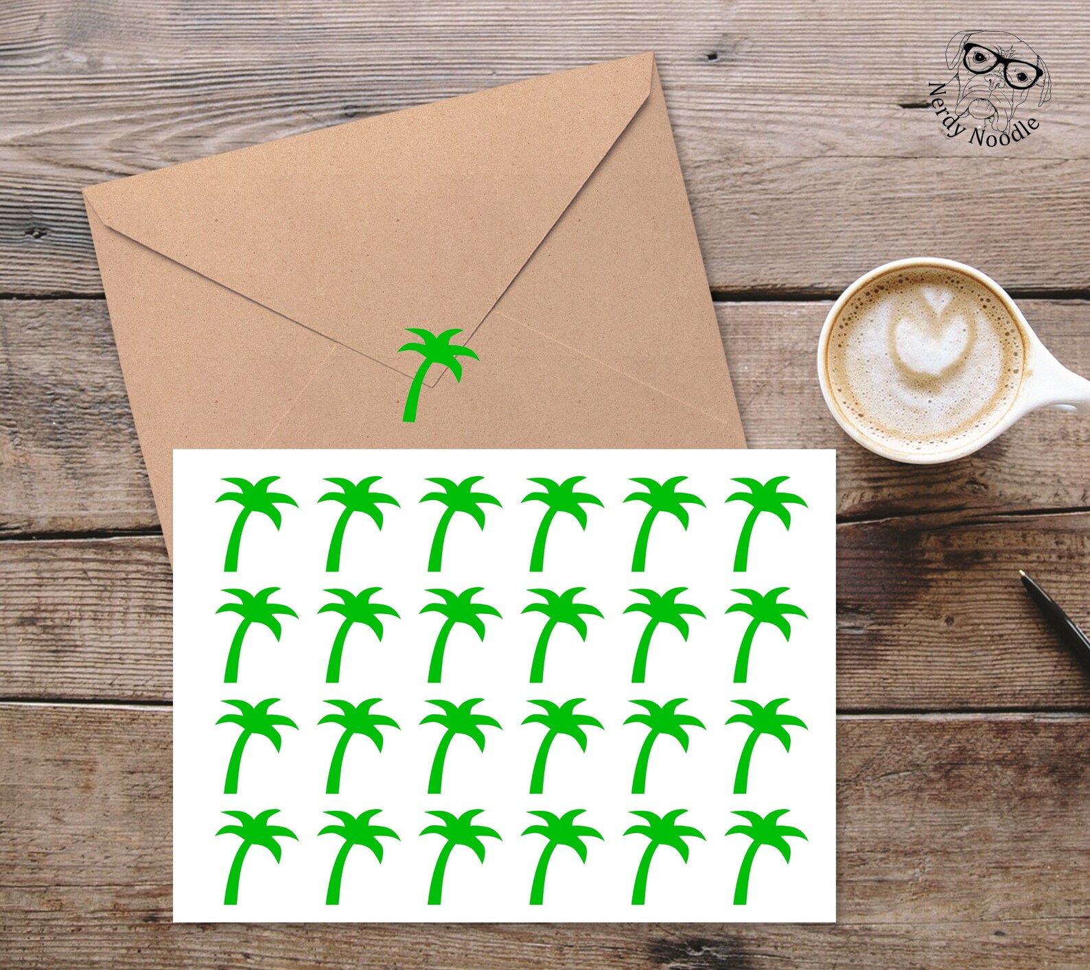 Palm Tree Stickers, Palm Tree Sticker Set, Palm Tree Envelope Seals ...