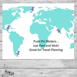 Push Pin Map Marker Stickers, Push Pin Stickers, Push Pin Map Location ...