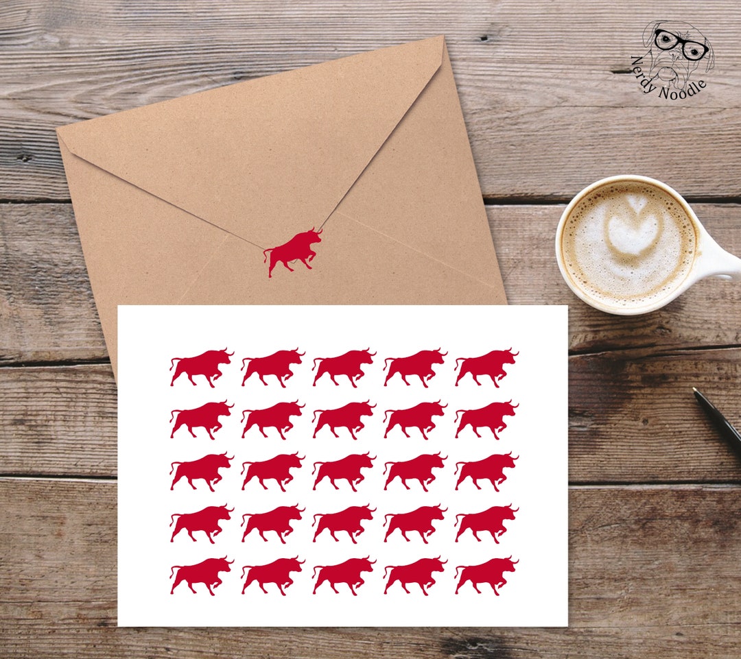 Bull Stickers, Bull Planner Stickers, Bull Sticker Set, Bull Envelope ...