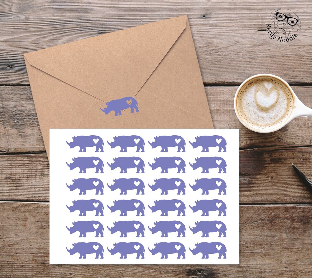 Rhinoceros Stickers, Rhino Stickers, Rhino Sticker Set, Rhino Envelope ...
