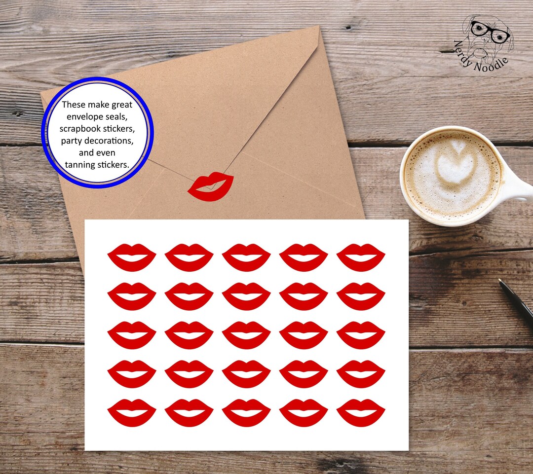 Lip Stickers, Lip Sticker Set, Lip Envelope Seals, Lips Envelope Seals ...