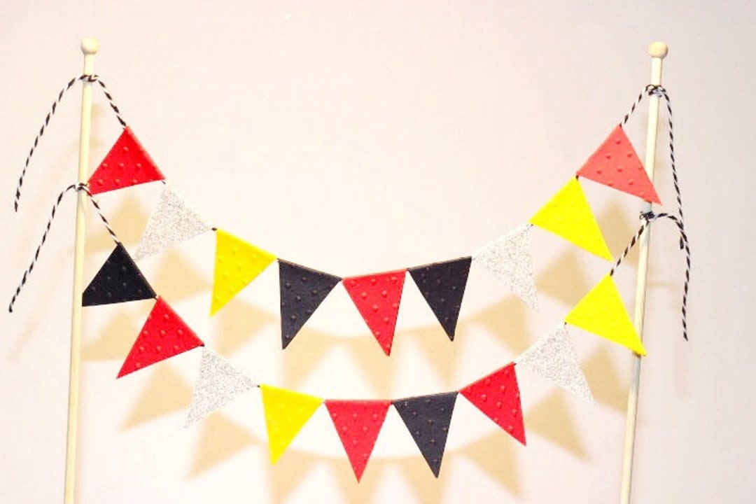 Cake Bunting/cake Topper/cake Banner/flags. Black, Red, Yellow and ...