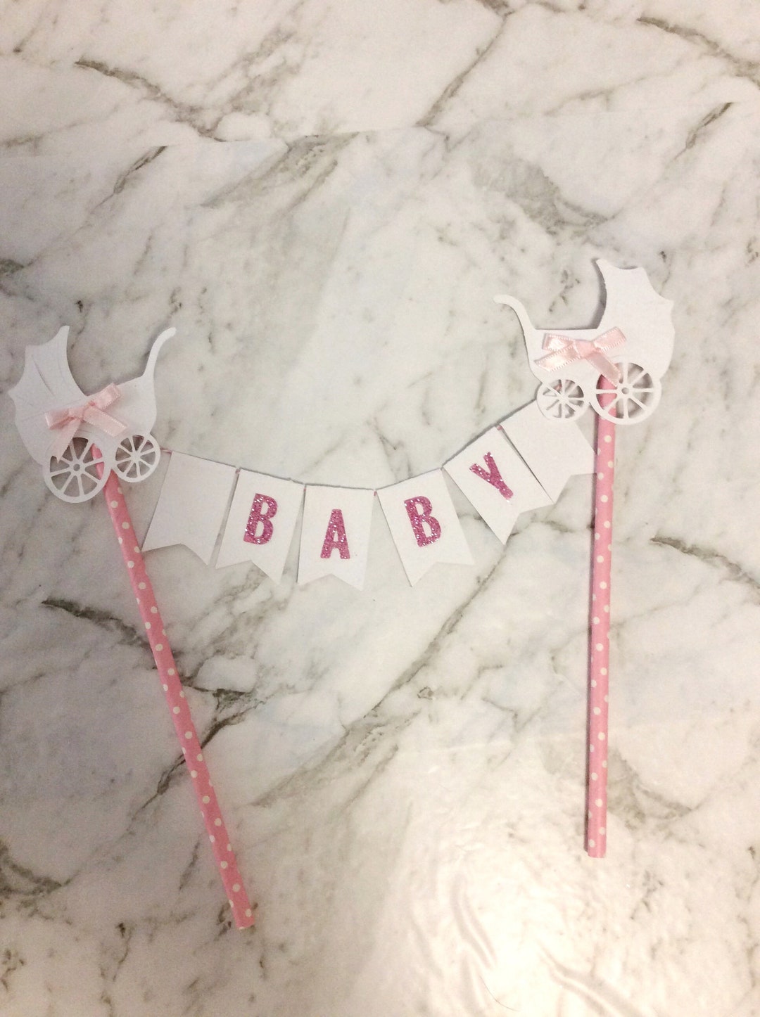 Cake Bunting/cake Topper/cake Banner/flags. Pram With Pink Detailing ...