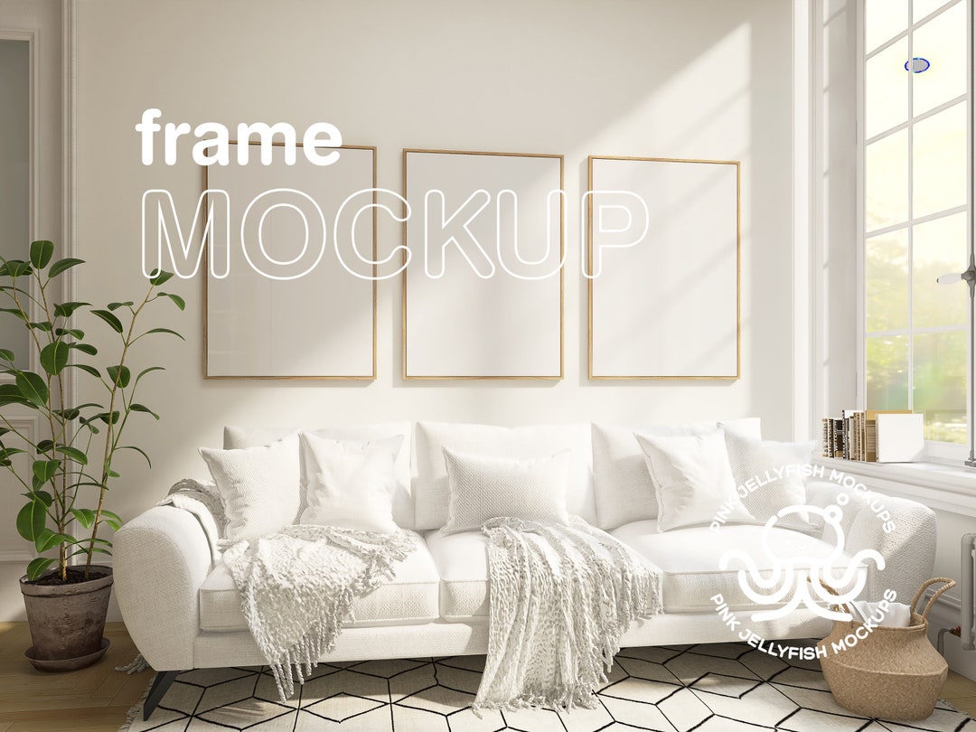 Interior Mockup, Frame Mockup Set of 3, Three, Living Room, Psd, Smart ...