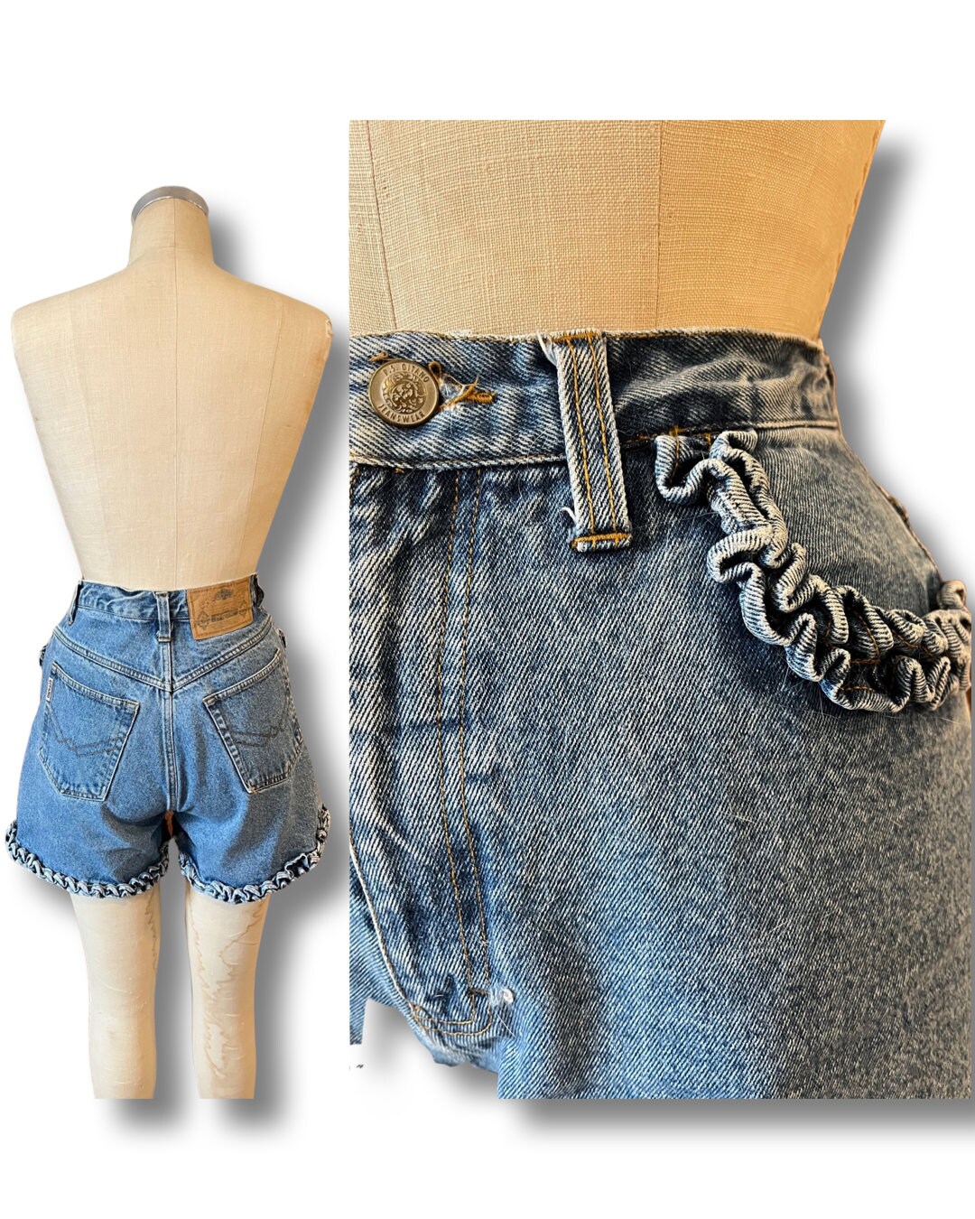 Vintage 90s Frilly Denim Shorts - Etsy