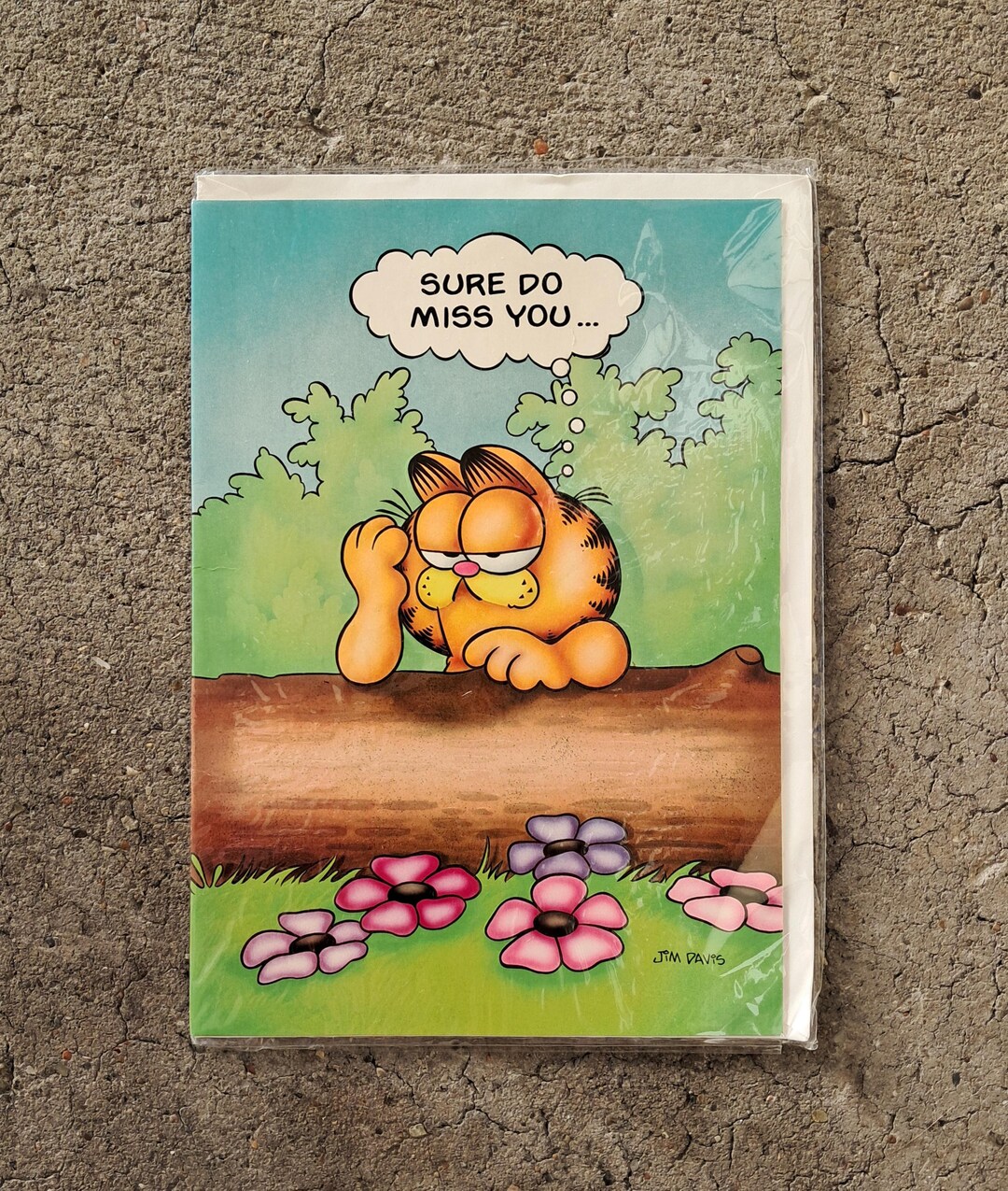 Vintage 80s Garfield Greetings Card - Sure Do Miss You, Unused White ...