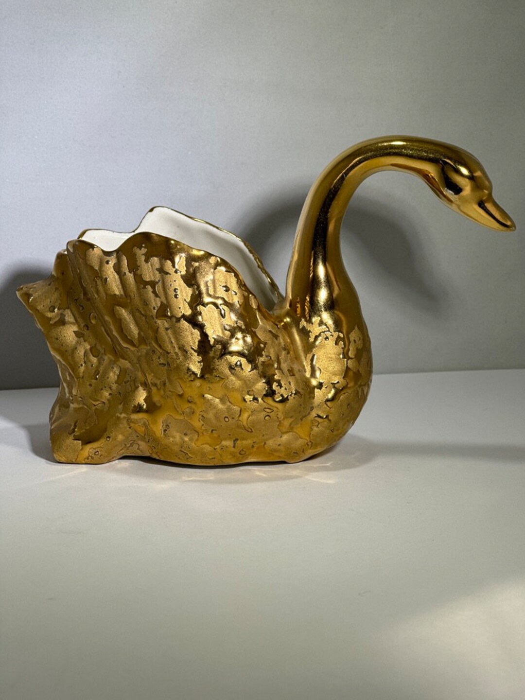 Vintage 22K Gold and Porcelain Swan - Etsy