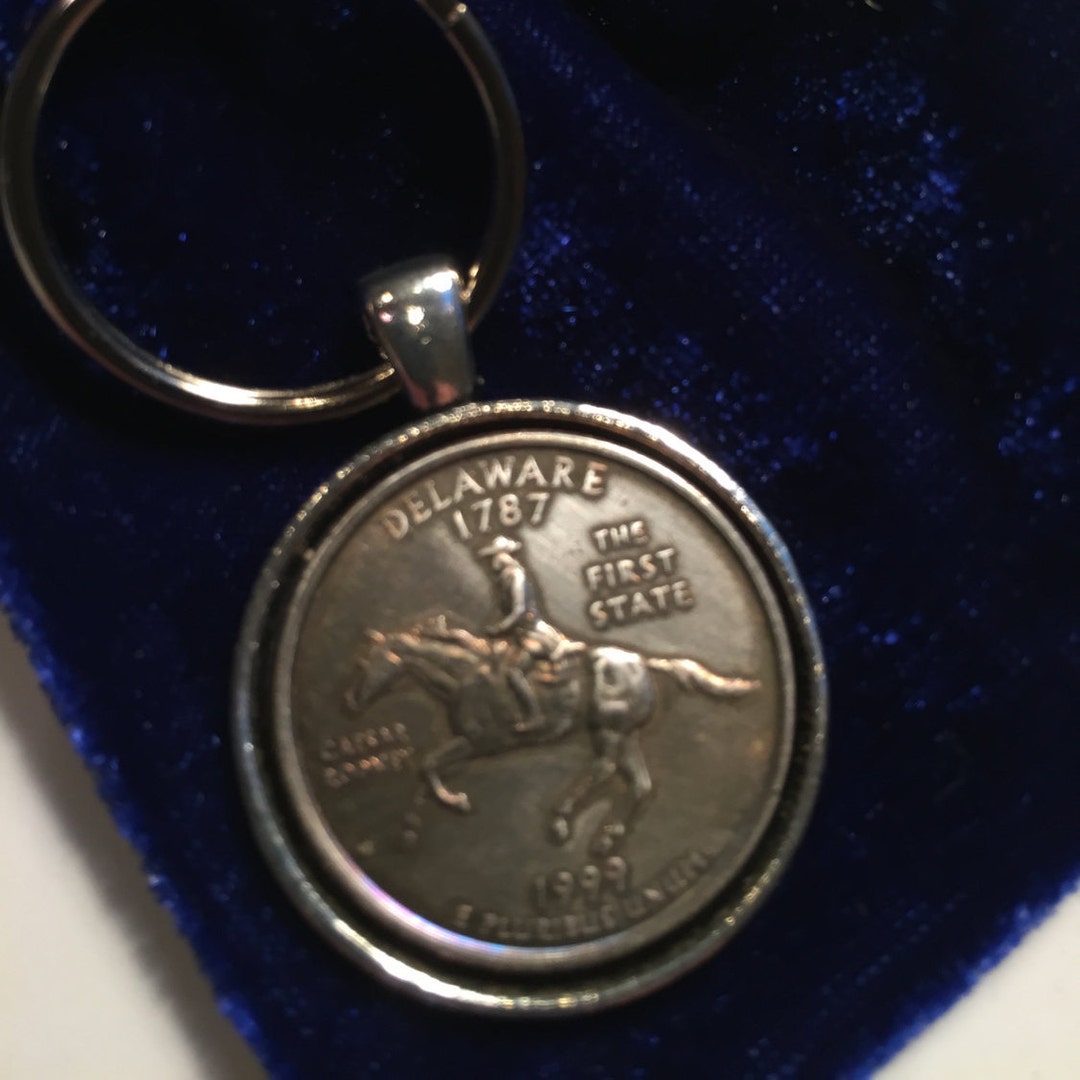 Delaware Quarter Keychain - the First State - Etsy