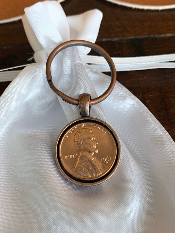 1961 Penny Keychain Antique Copper | Etsy