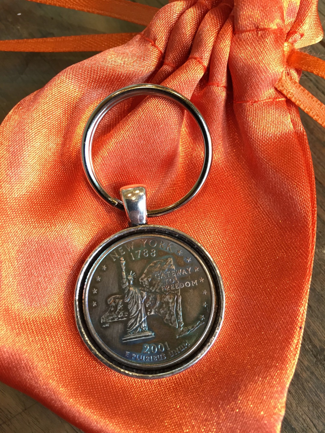 New York Quarter Keychain - the Empire State - Etsy