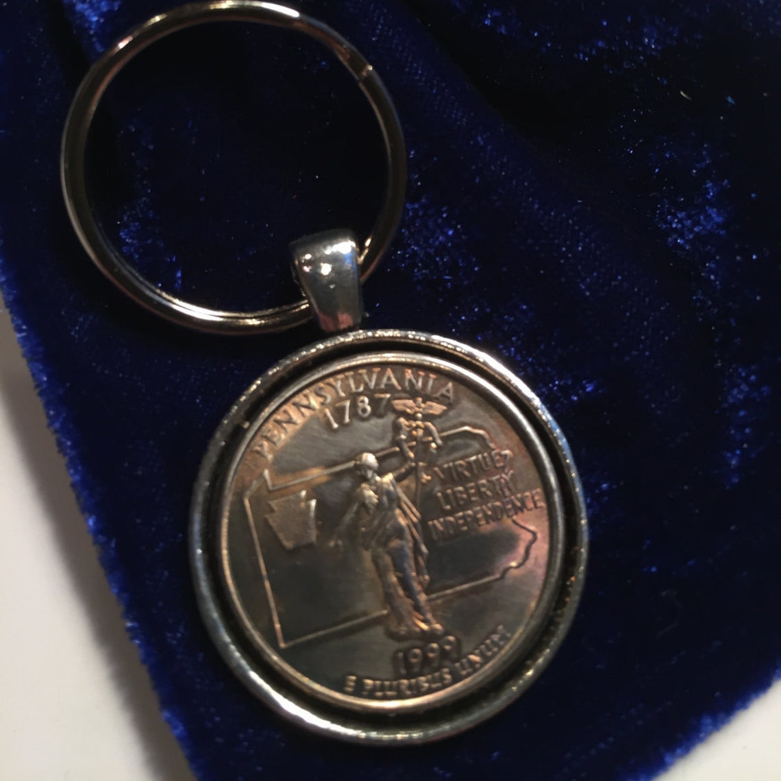 Pennsylvania Quarter Keychain Virtue Liberty Independence - Etsy Sweden