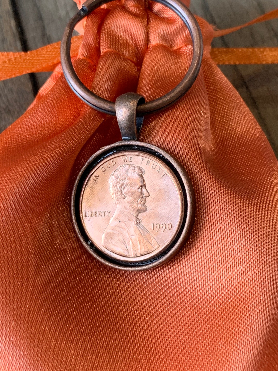 1990 Penny Keychain - Antique Copper - Etsy