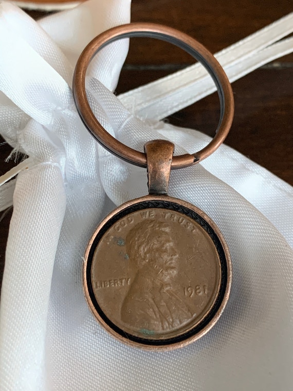 1981 Penny Keychain Antique Copper - Etsy