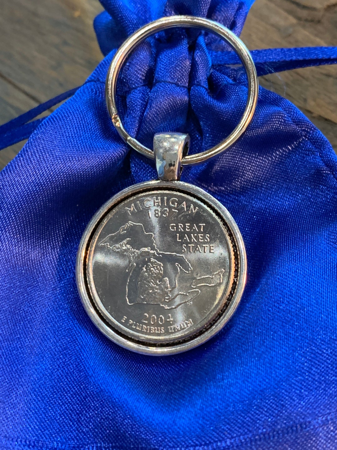 Michigan Quarter Keychain - "great Lakes State" 2004 - Etsy